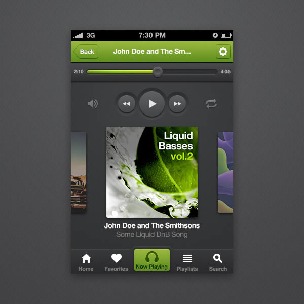 How to Design an iPhone Music Player App Interface With Photoshop CS6 ...