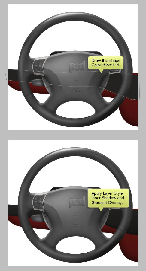 How to Draw a Steering Wheel and Dashboard in Photoshop