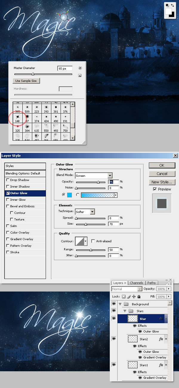 Create a Magic Night Themed Web Design from Scratch in Photoshop ...