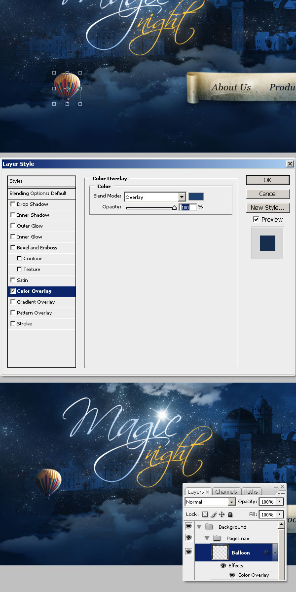 Create a Magic Night Themed Web Design from Scratch in Photoshop ...