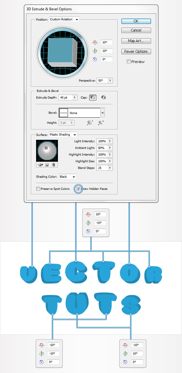 How to Create a Semi-Transparent, 3D Text Effect in Adobe Illustrator ...