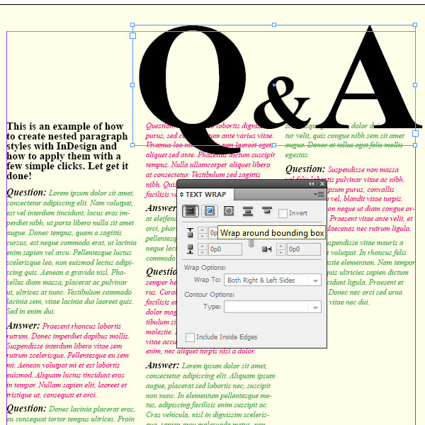 Creating a Question and Answer Format with InDesign Nested Styles ...